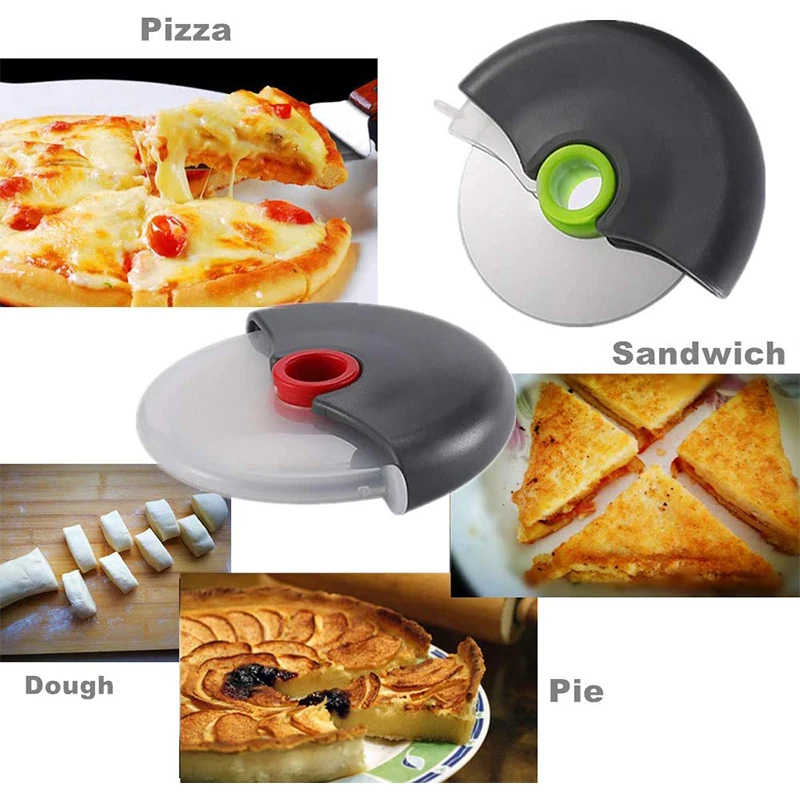 Stainless Steel Manual Round Plastic Pizza Cutter Wheel Pizza Slicer ...