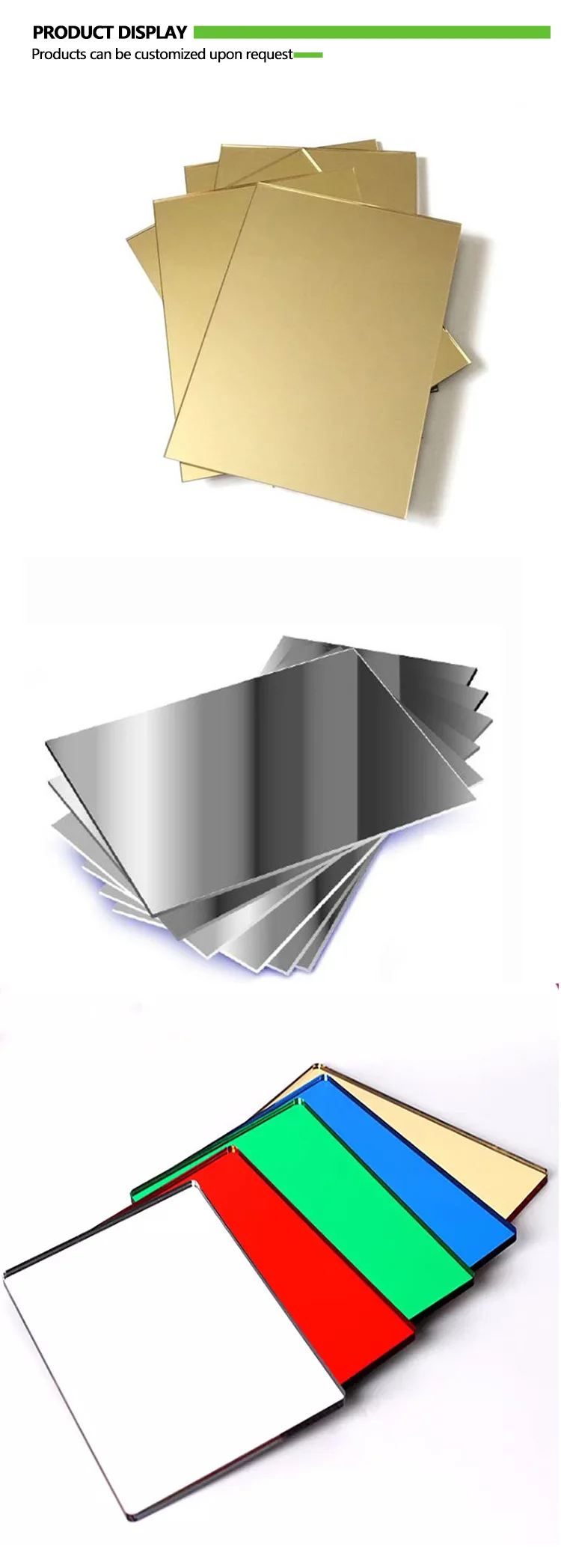 Wholesale Gold Color Mirror Acrylic Sheet Cheap Black Mirror And Sliver ...