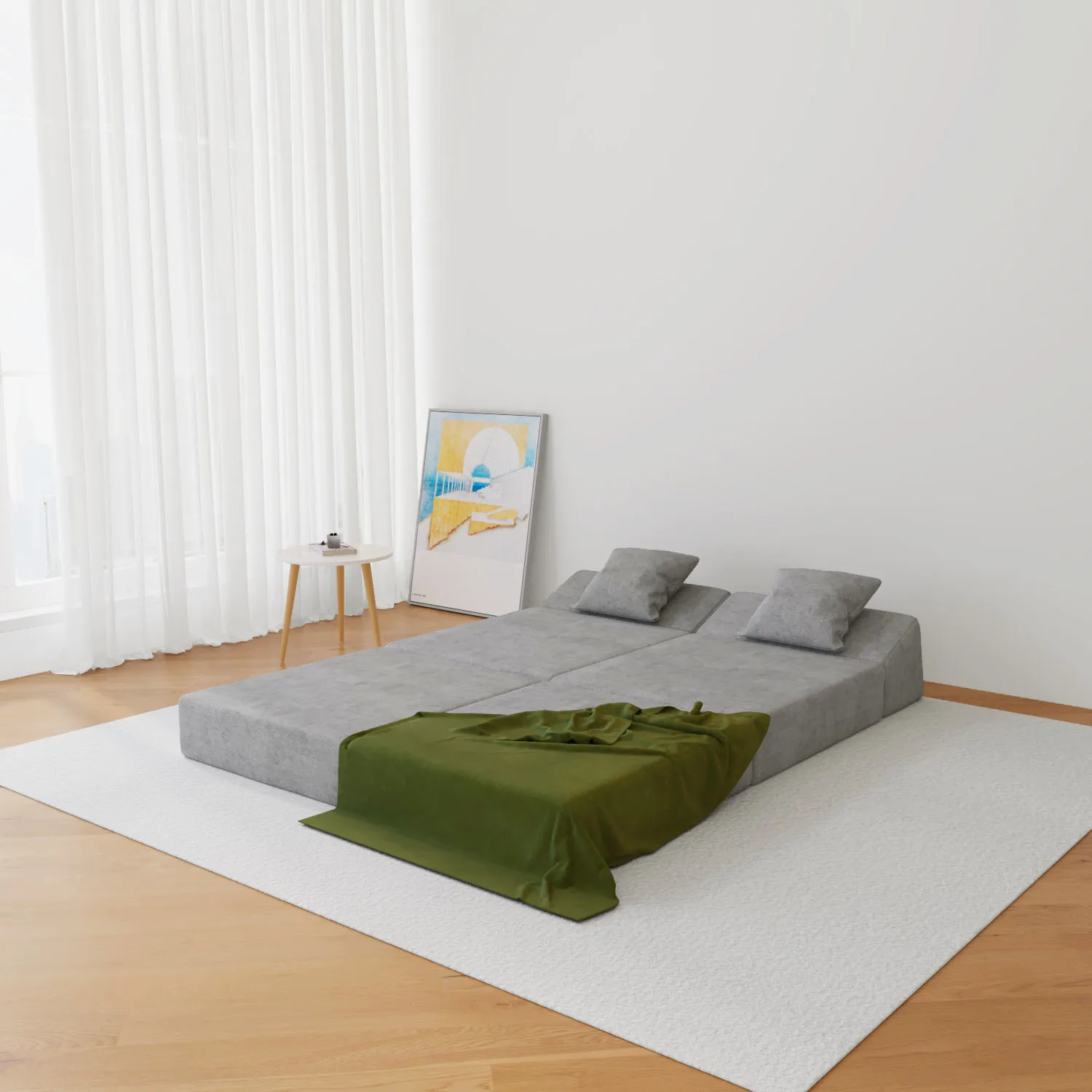 SAIEN Manufacturer Foldable Sofa Couch with Pillows Tri Folding ...