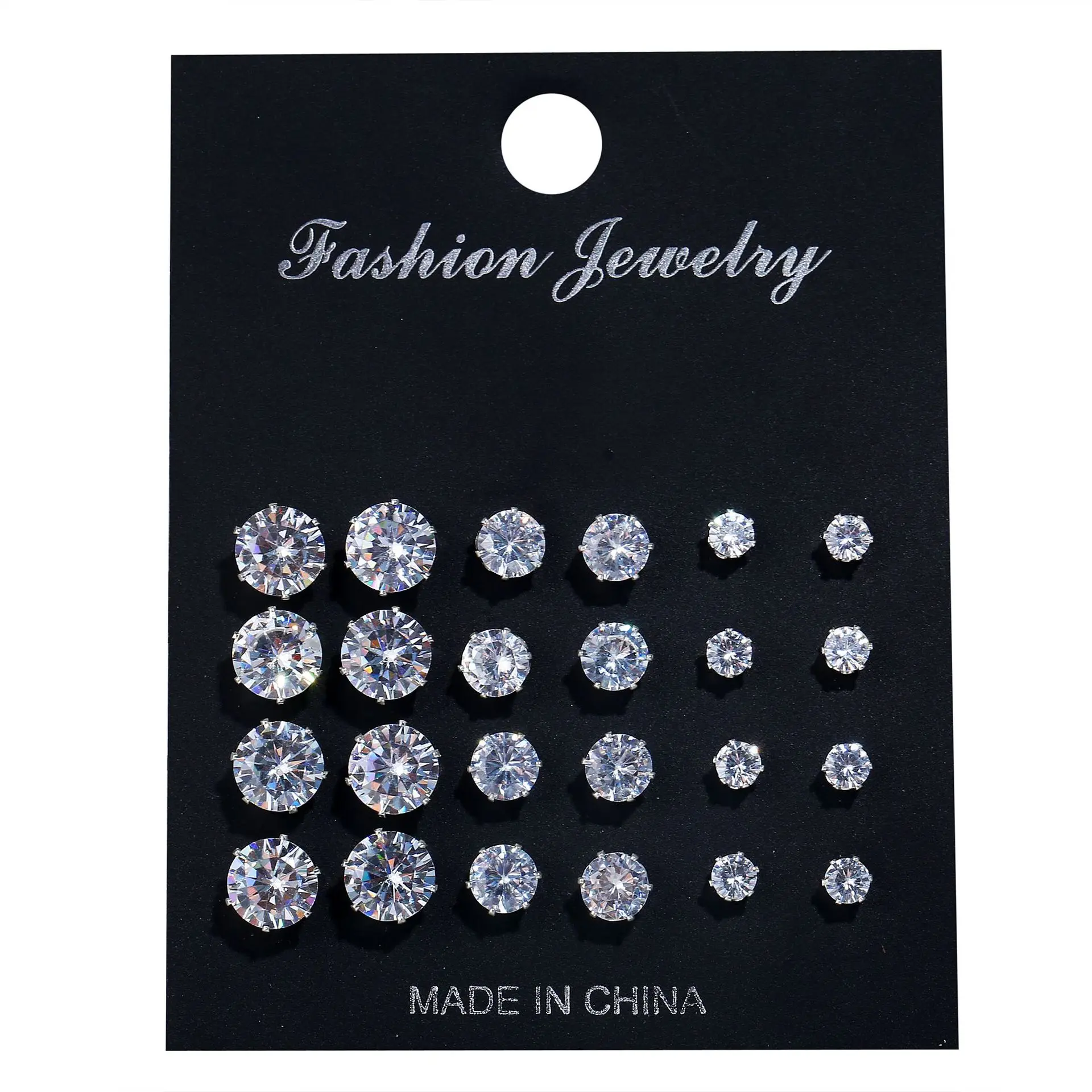 Wholesale 24 Pcs Earrings Cubic Zircon Simulated Diamonds Cheap Fake ...