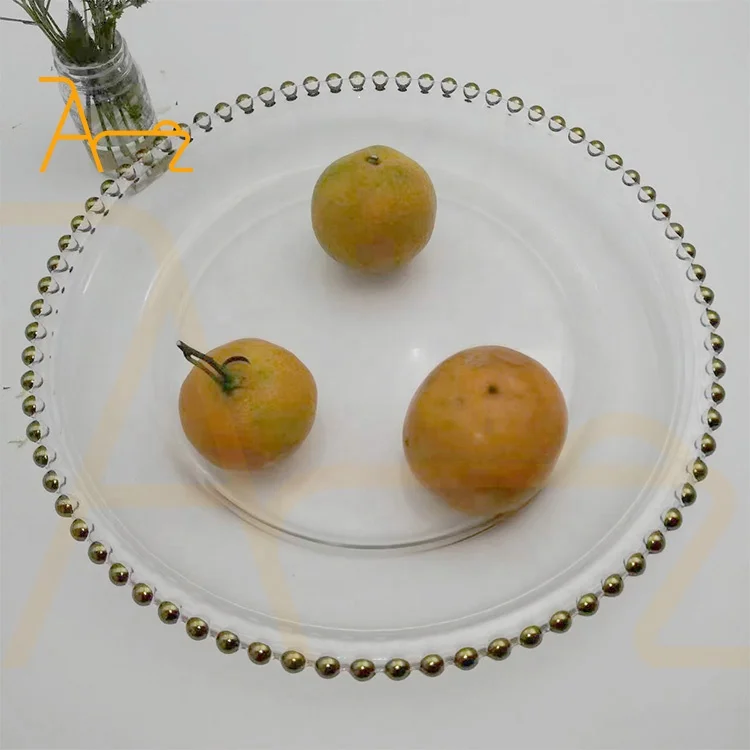 Wholesale 13 inches silver bead dinner plate wedding decoration gold ...