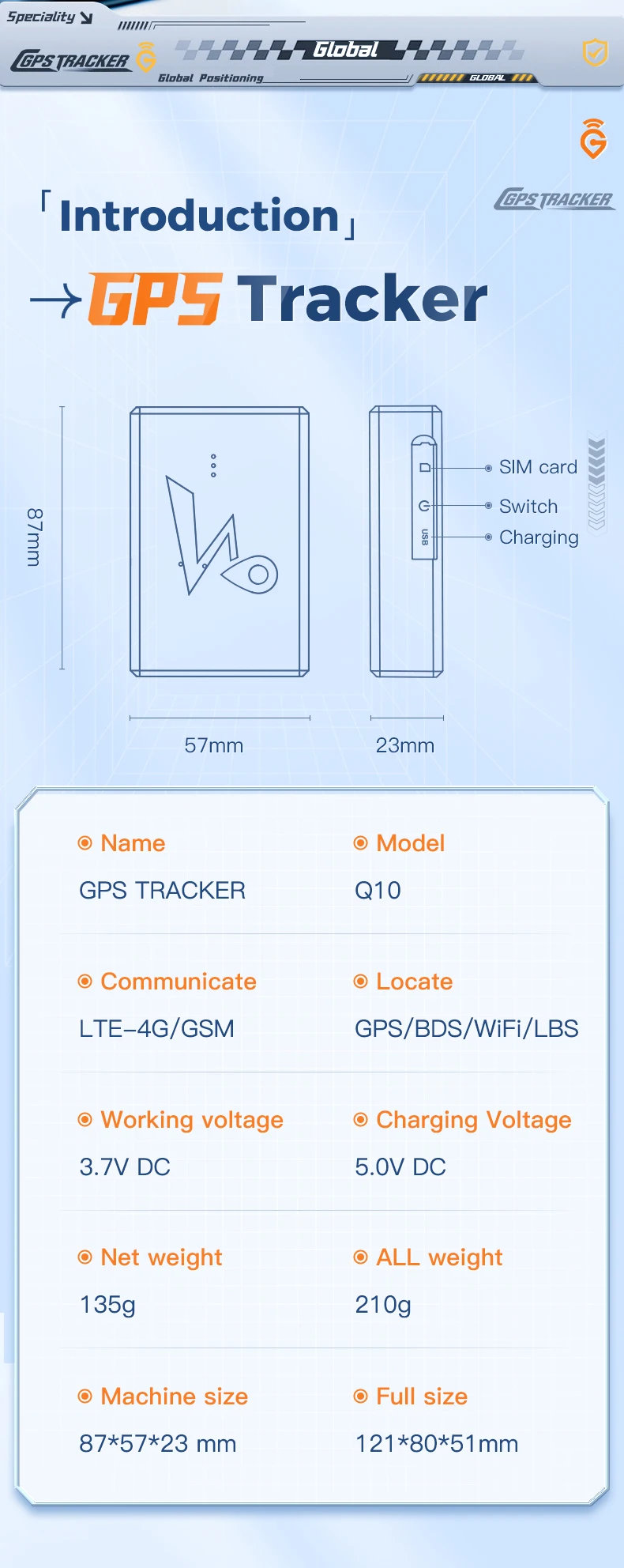 Q10 GPS Tracking Device - Real-Time Positioning for Animals