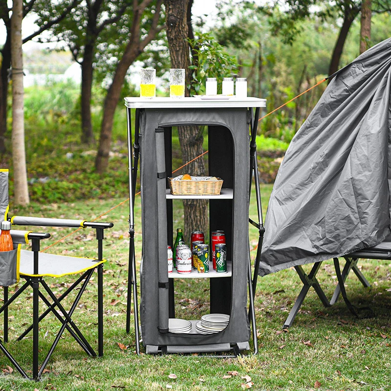 Outdoor Aluminium Folding Camping Storage Cabinet,Portable Camping ...