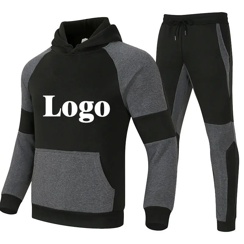 Men's Hood 2 Piece Set Personalized Wolf Print Tracksuit Male Jogger ...