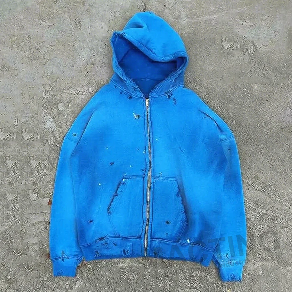 Sun Faded French Terry Hoodie Custom Mens Lightweight 400 Gsm Cotton ...