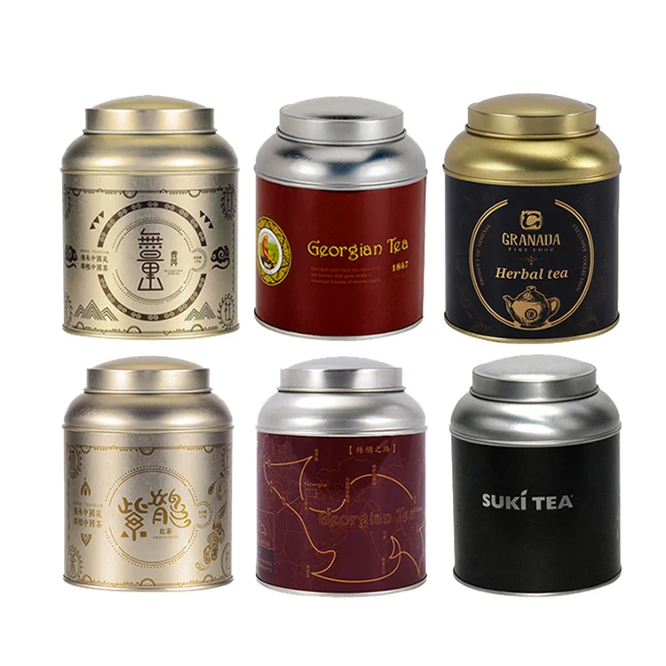 Luxury Round Tea Tin Can with Airtight Double Lid - Customizable