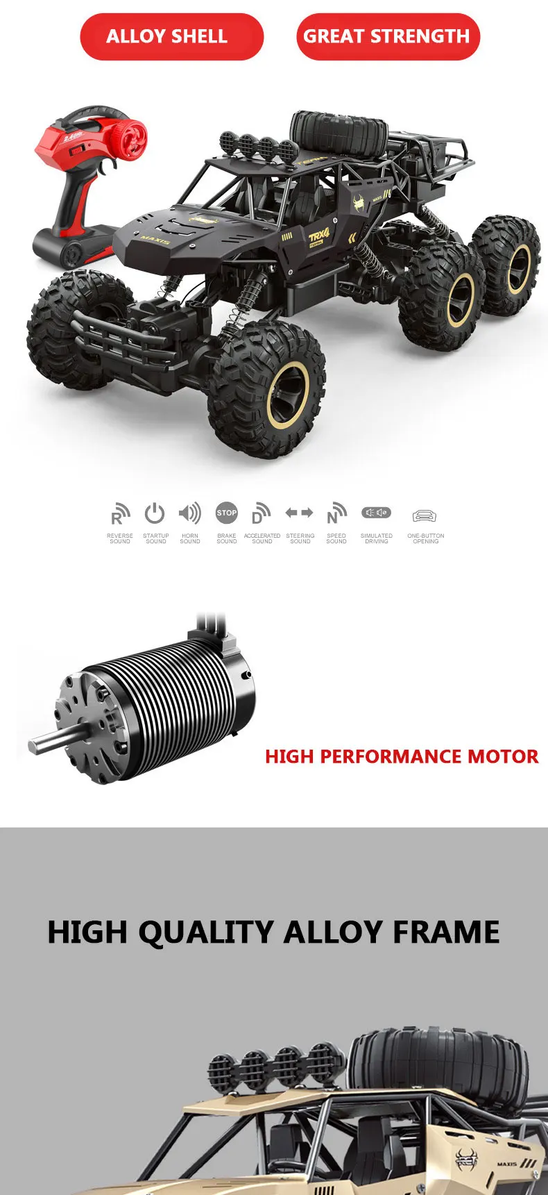 High-speed RC Car - 46cm Six Wheel off-Road Monster Truck