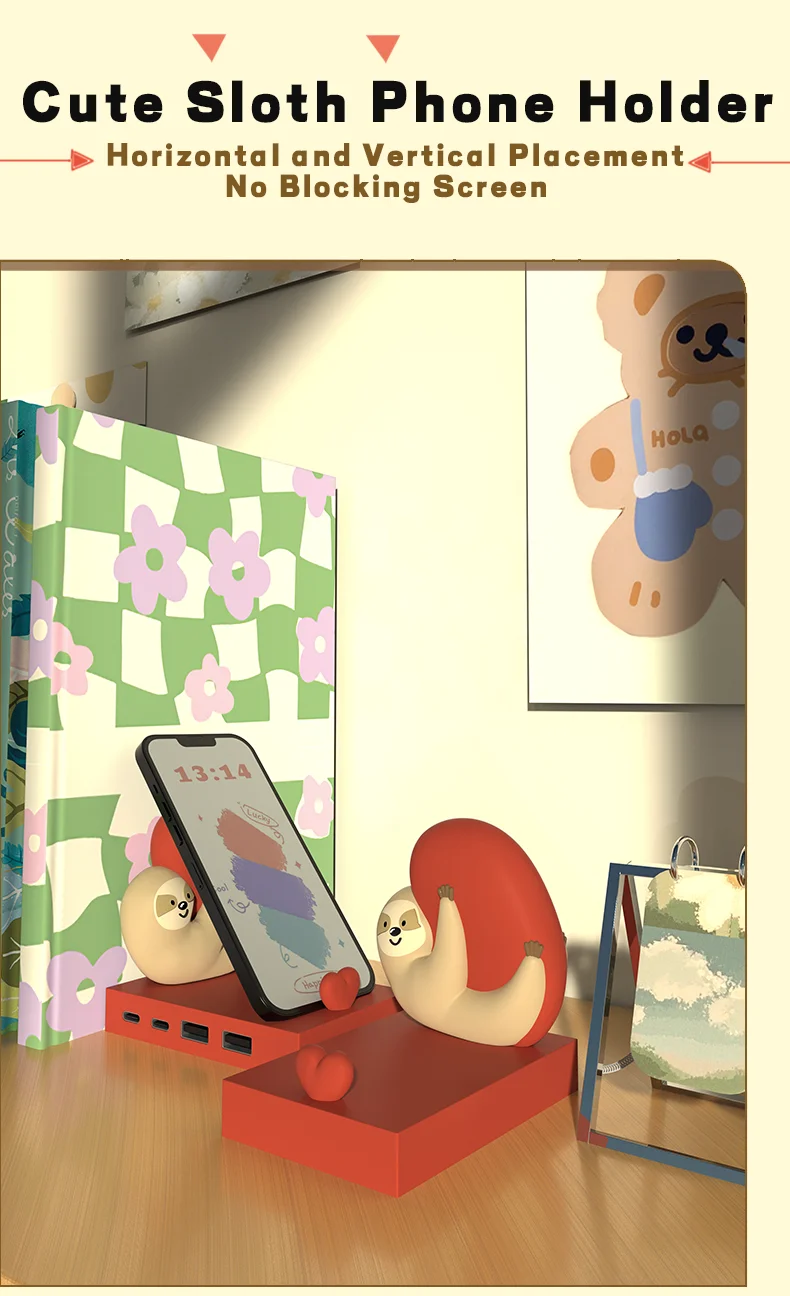 Cartoon Sloths Design Phone Holder Computer Data Docking Station ...