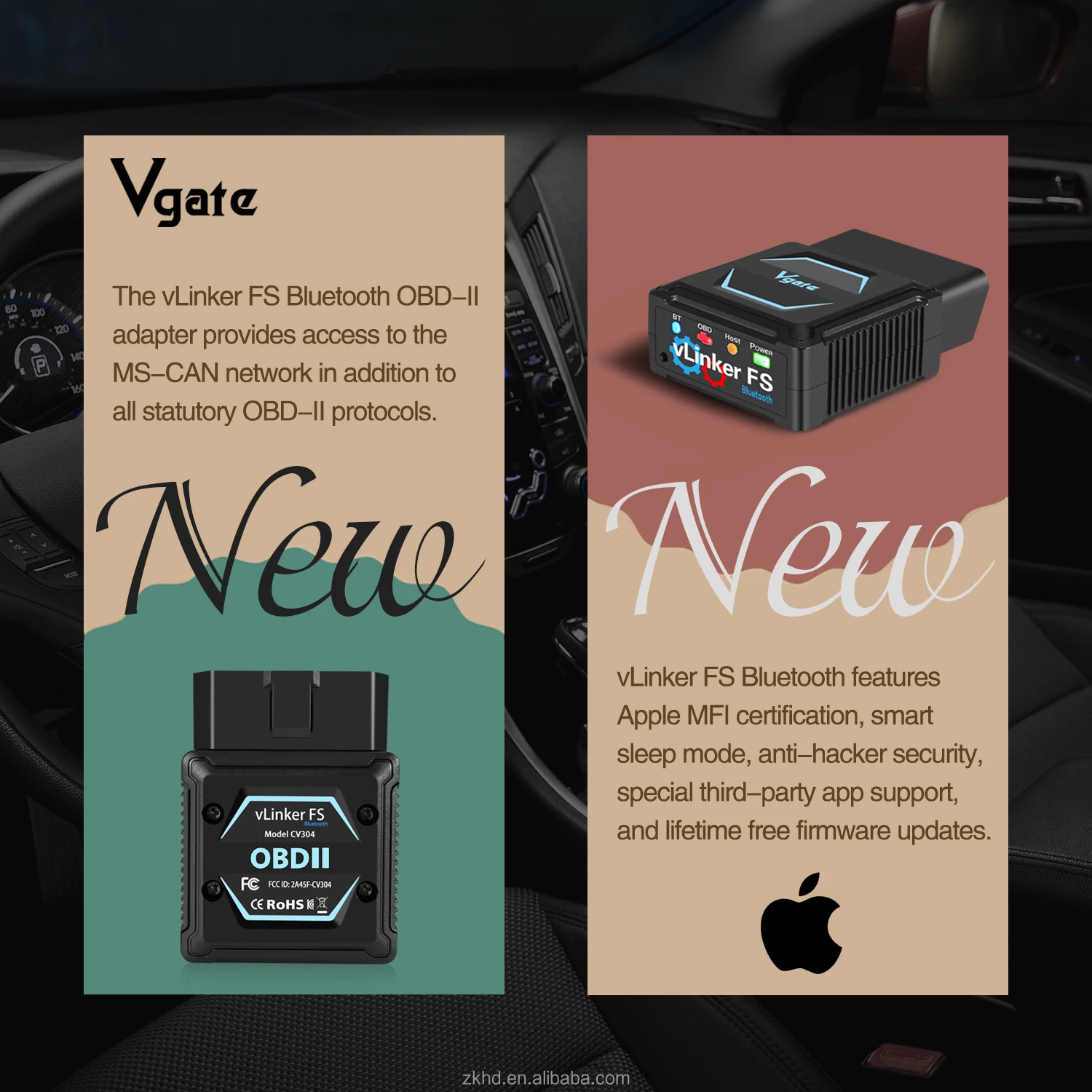 Vgate Vlinker FS BT - Universal OBD2 Scanner for Android/ios