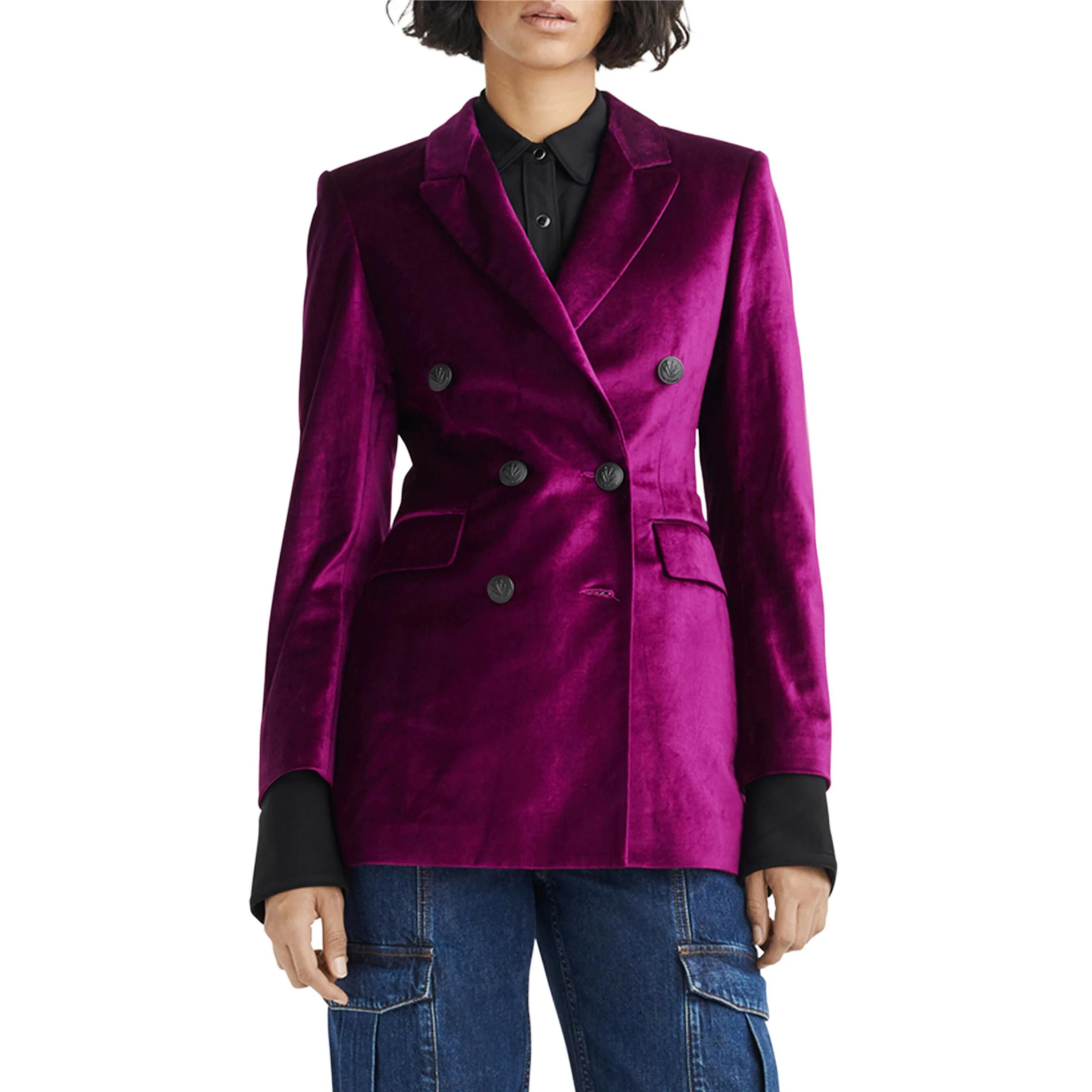 Customized 2024 New Coat Double Breasted Fashion Jacket Lapel Velvet ...