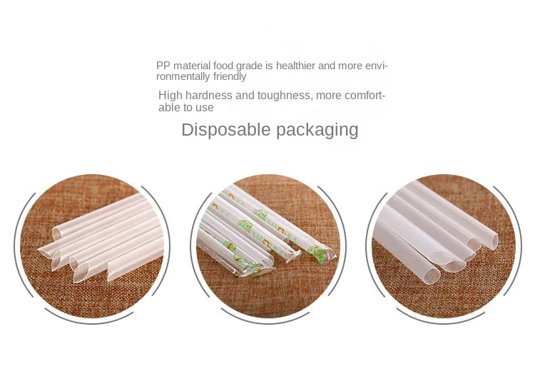 Disposable Fruit Juice Clear Plastic Straw Individually Wrapped Pp ...