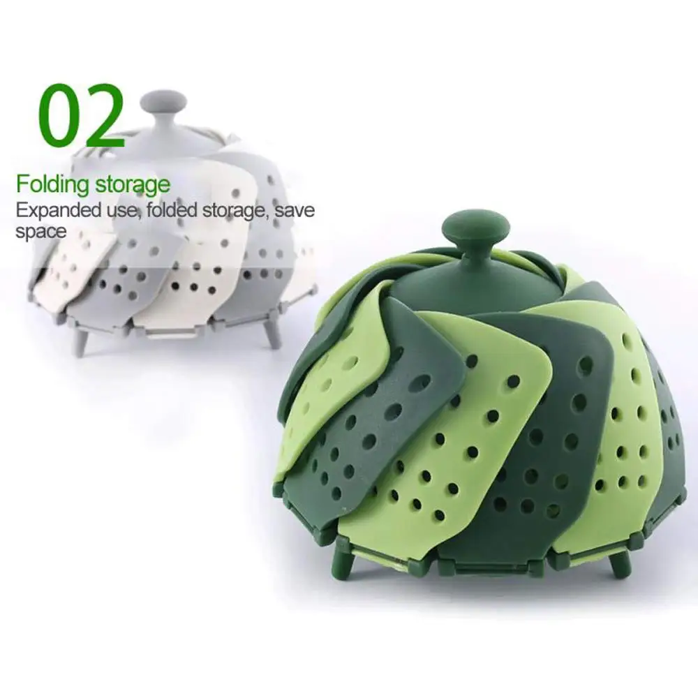 Portable Plastic Food Steamer Multi Functional Folding Silicone ...