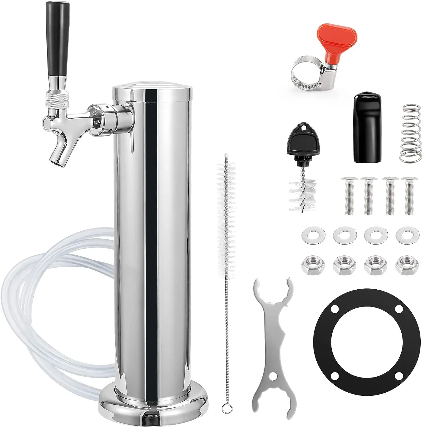 Stainless Steel 3'' Brewing Tower Beer Faucet Dispenser Double Tap ...