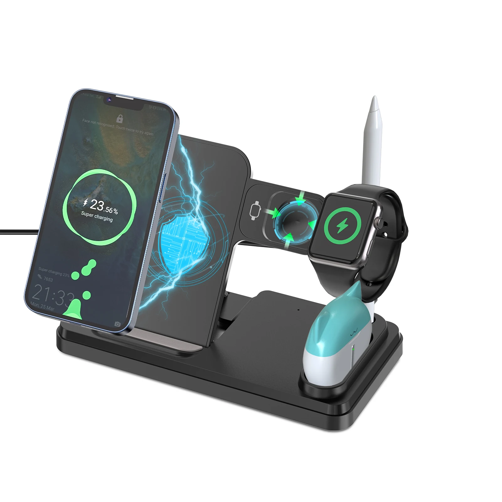 Portable 4 in 1 multifunction charger wireless magnetic phone charger ...