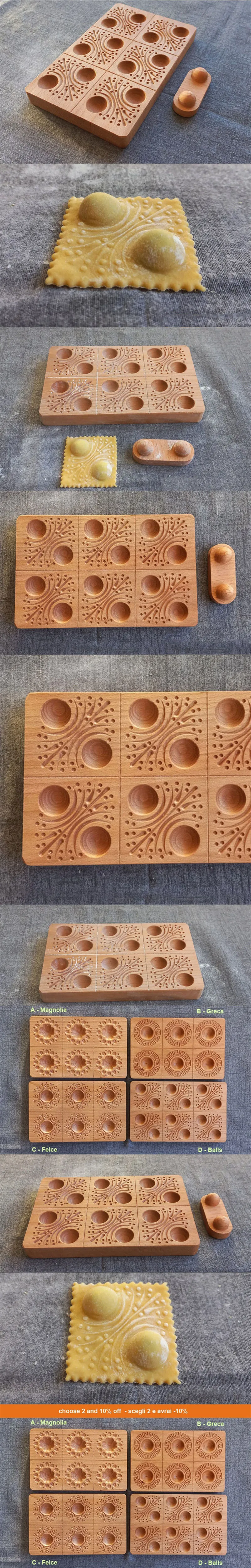 6 Cavities Wood Pelmeni Pierogi Ravioli Dumpling Maker Mold Machine ...