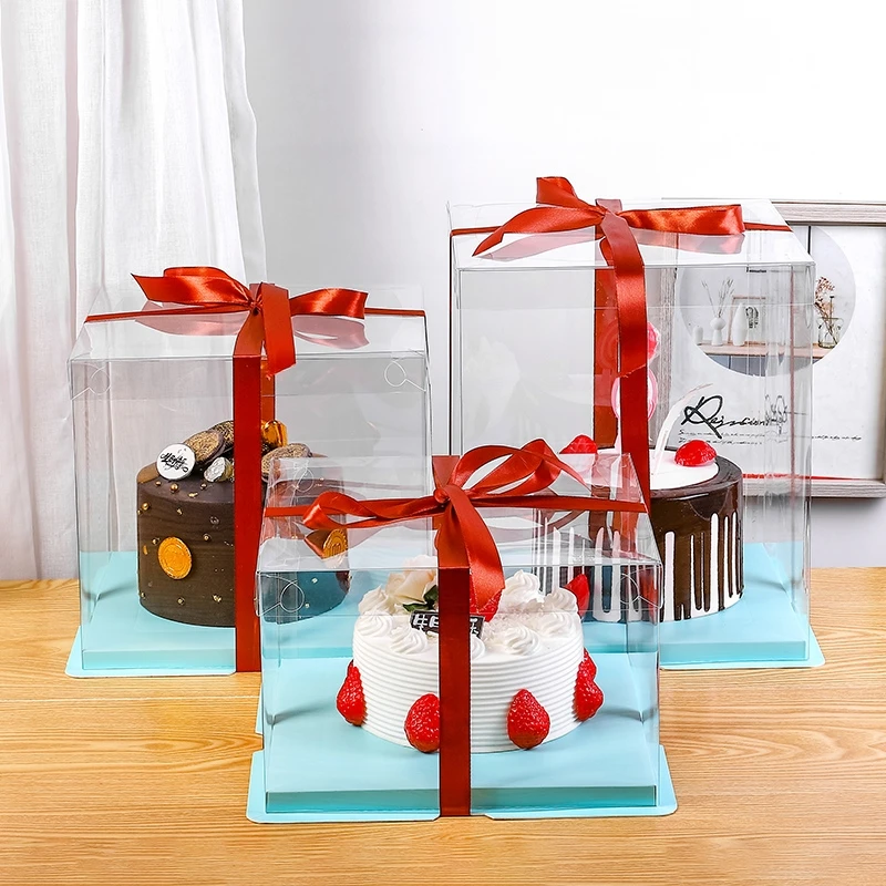 Wholesale Clear Square Birthday with Lid Cake Box Custom Specifications