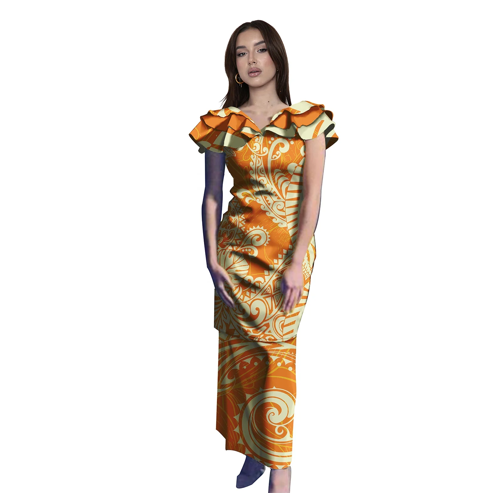 Polynesian Tribal Maxi Dress Samoan Puletasi Plus Size Women's Clothing Pacific Island Dress ...