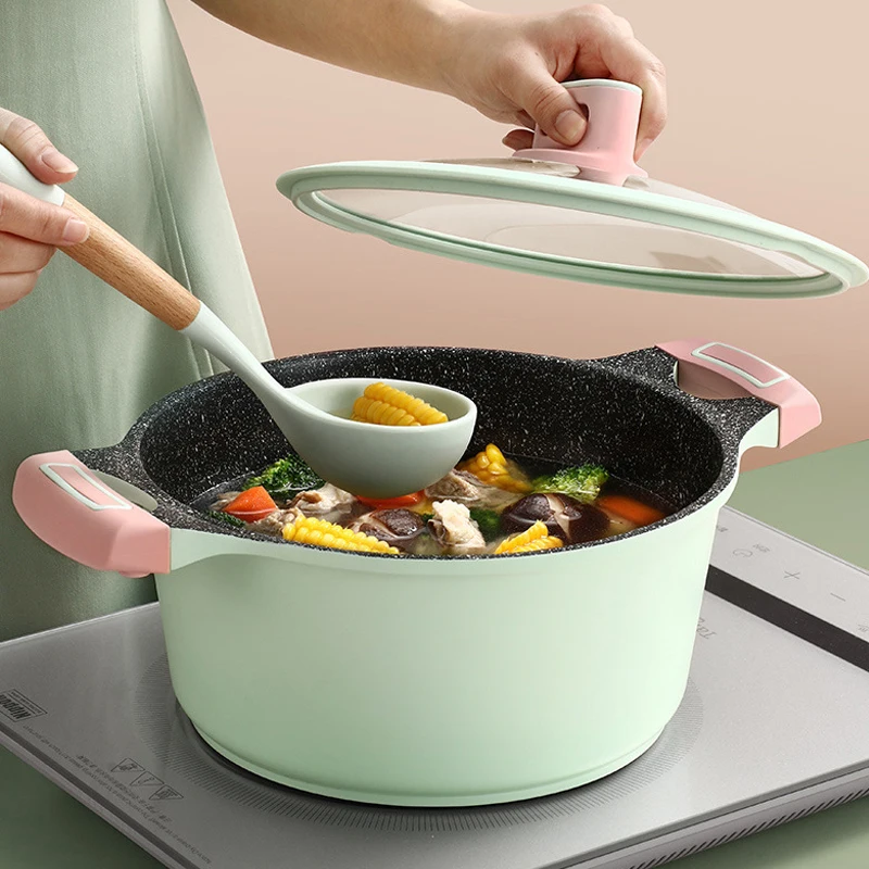 Home Cooking Green Cookware Set Large Pots And Pans Non Stick Pot Set ...