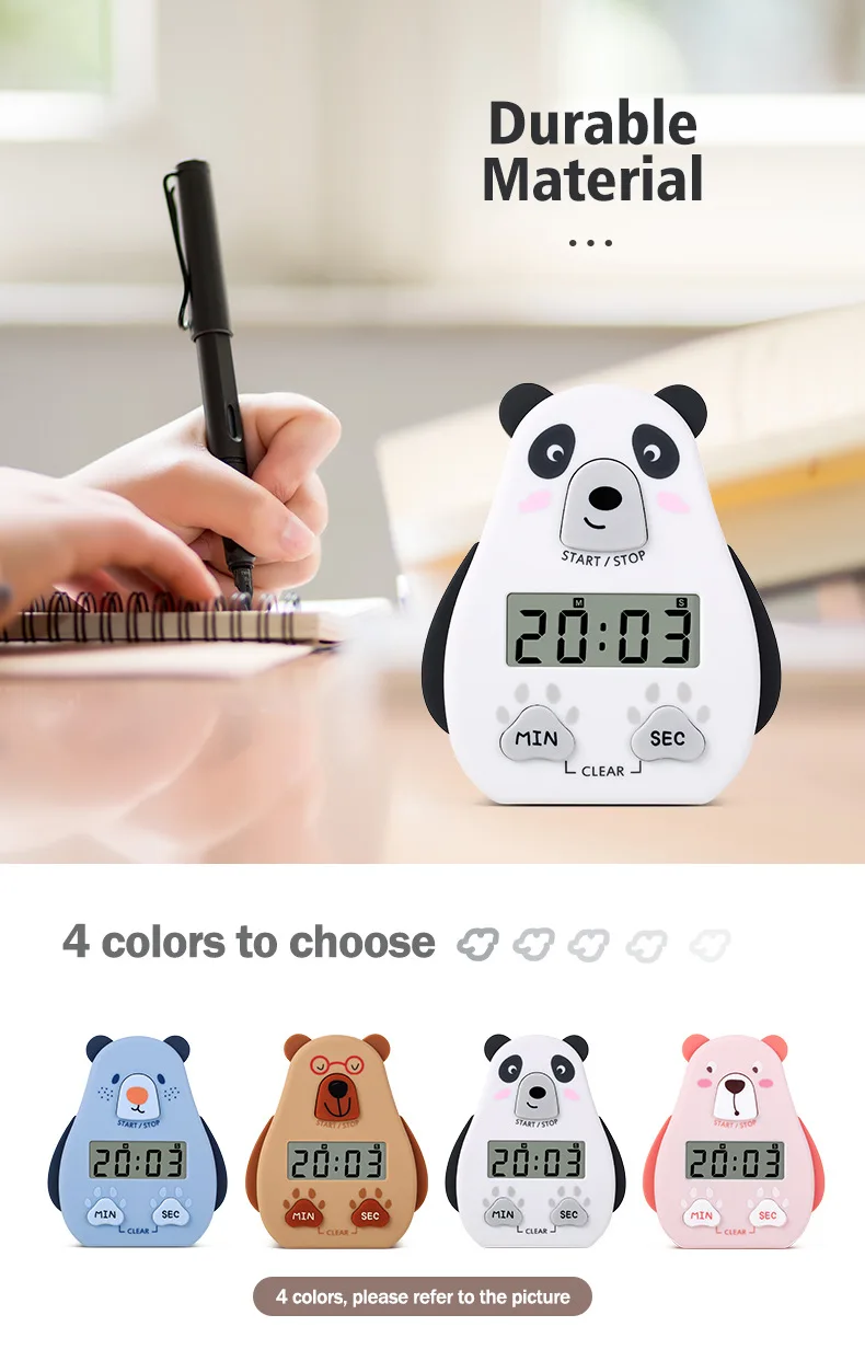 Cartoon Bear Study Timer for Kids - Pomodoro Countdown