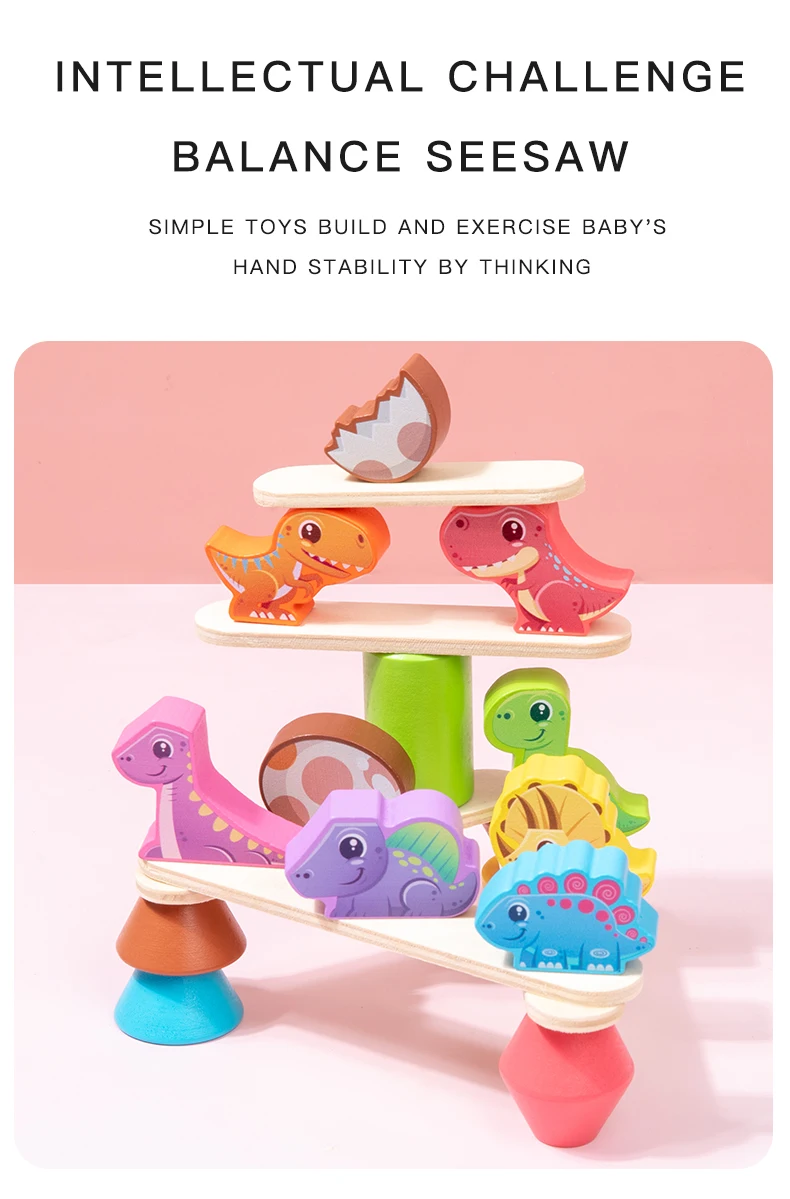 New Design Early Educational Toys Wooden Stacking Dinosaur Toys Animals ...