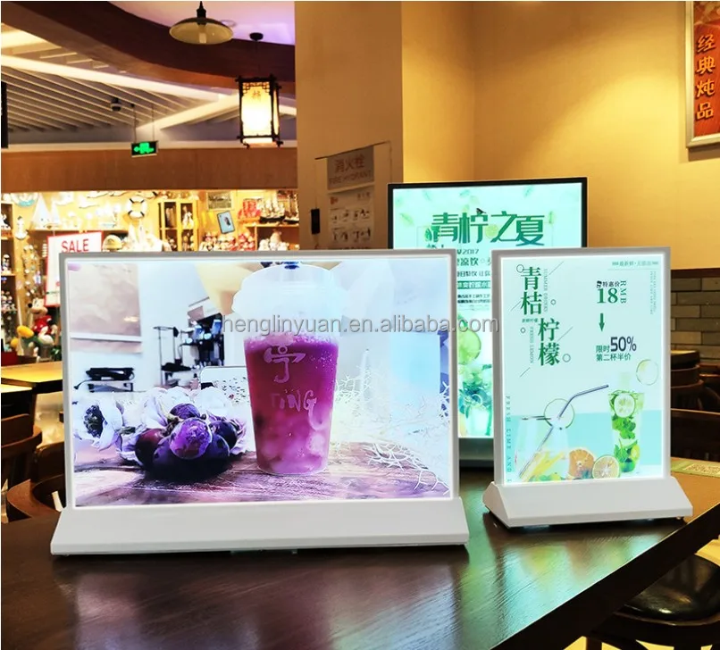 A4 Desktop Advertising Light Box LED Rechargeable Battery Inside Double ...