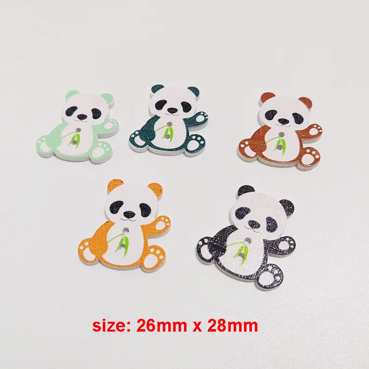 Cute Cartoon Panda Frog Dragonfly Penguin Shape Wooden Animal Buttons ...