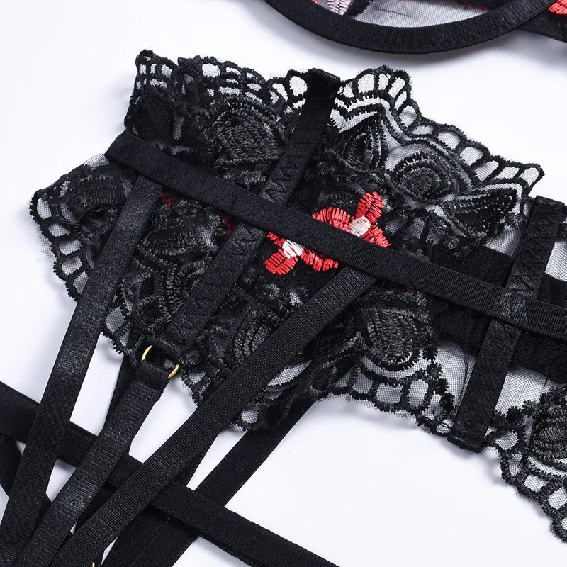 Hot Transparent Erotic Sexy Lingerie Underwear 3 Piece Lingerie Garter ...