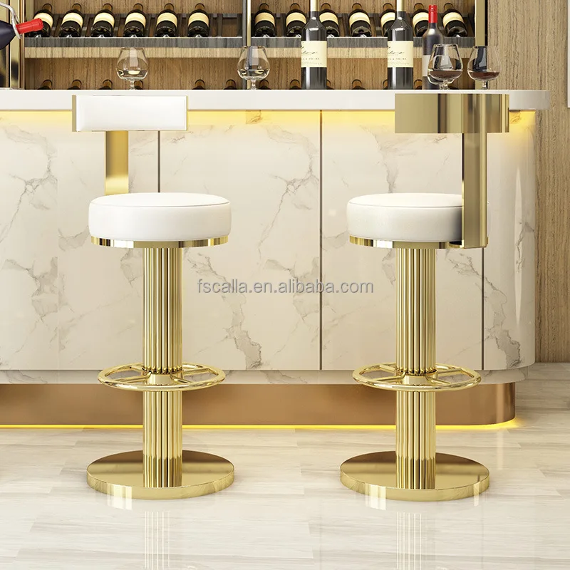 Shop Our Modern Metal Base Adjustable Swivel Gold Bar Chair