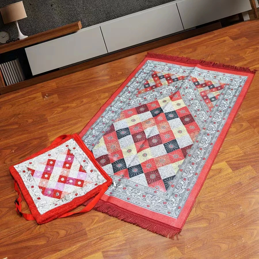 Ramadan Prayer Mat Gift Set - Embossed Islamic Prayer Rug
