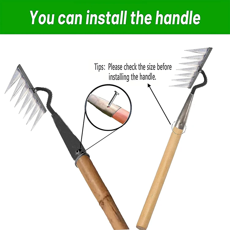 Heavy Duty Carbon Steel Hand Rake With 7 Metal Tines Sharp Durable ...