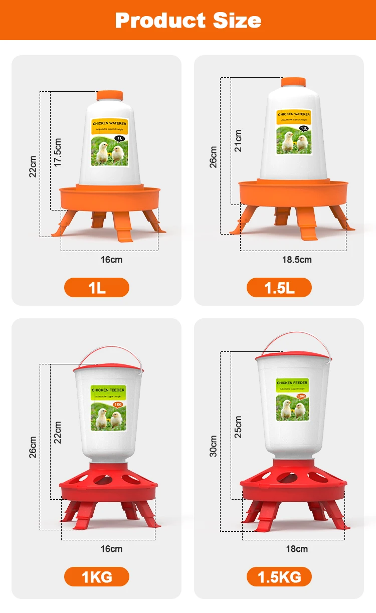 1kg 1.5kg Feeder With Leg And 1l 1.5l Drinker With Leg Poultry Plastic ...