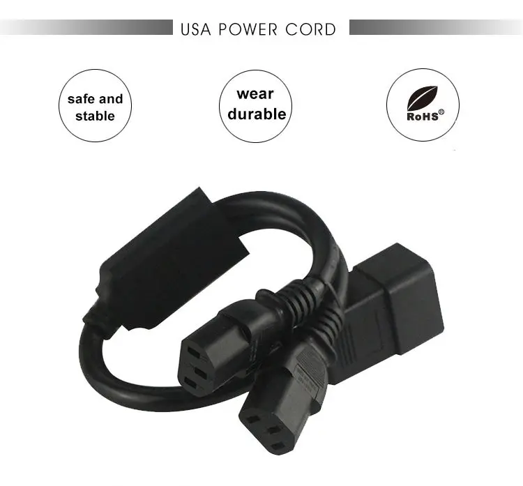 Outlet Y Splitter Power Socket C20 to C13 Splitter Power Cord 0.75Mm 1 ...