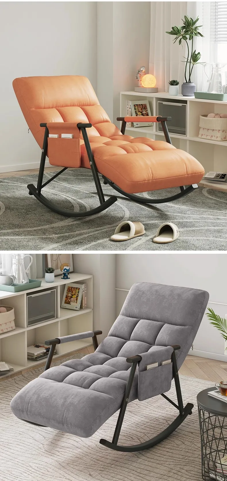 Leisure Rocking Chair Lazy Sofa Recliner Storage Foldable Multi ...