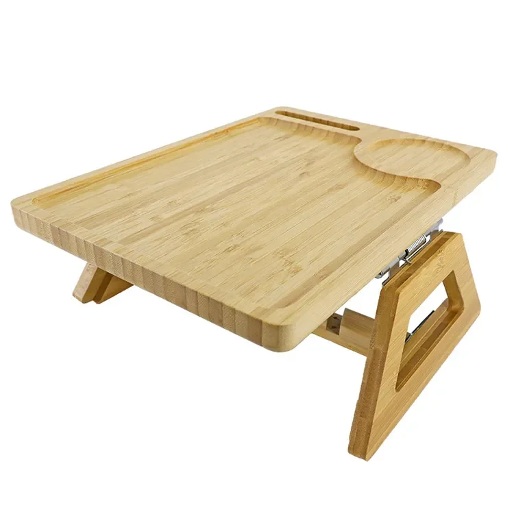 Bamboo Couch Arm Tray Table Foldable Sofa Arm Tray Clip Table With ...