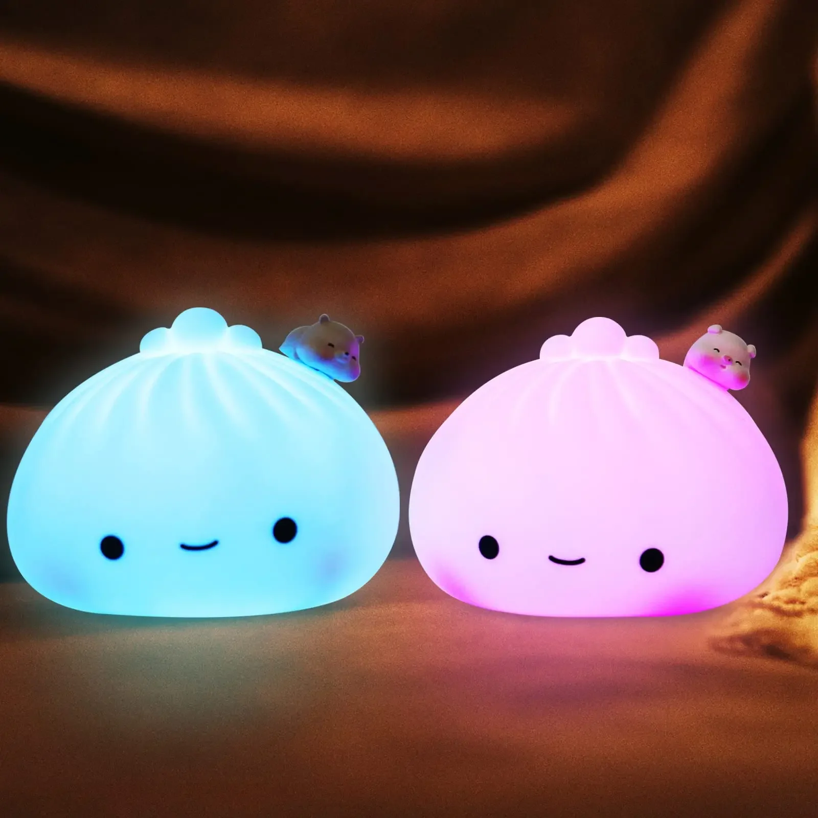 2023 HOT 3D Cute LED Night Lamp Bun Shape Dumpling Shape for Bedroom ...