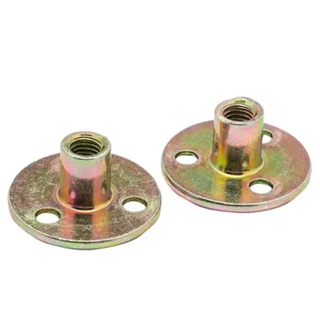 M6 M8 Carbon Steel Zinc Plated Metal Round Base Brad Hole T Nut Three ...