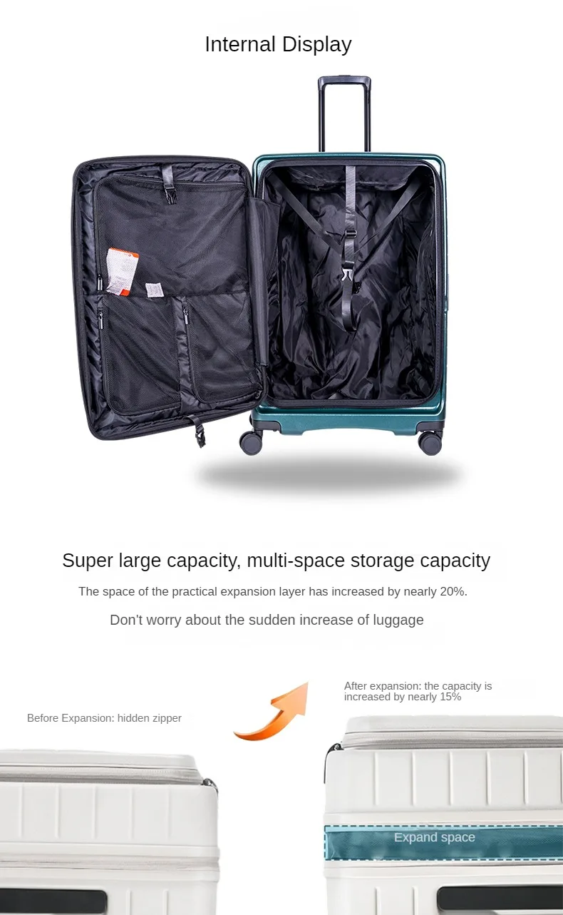 New Arrivals Pc Luggage With Side Pockets 25 29 Inch Side Open Trolley ...