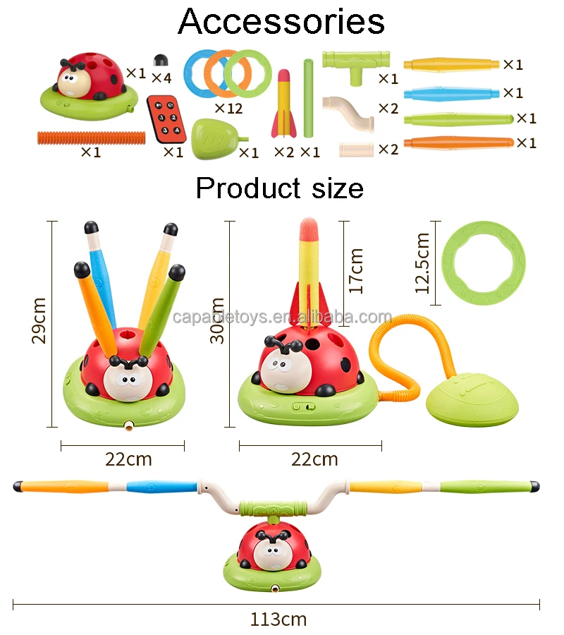 3 in 1 Remote Control Jump Rope Machine Set with Rocket Launcher & Ring ...