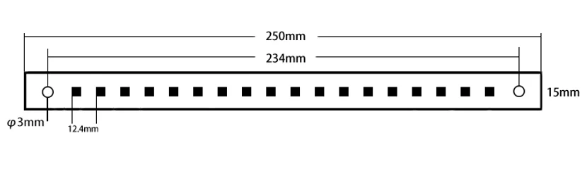 250*15*2mm Led Uvc Chip Module 265nm 285nm Strip 18W 12Vdc 298-380mW ...