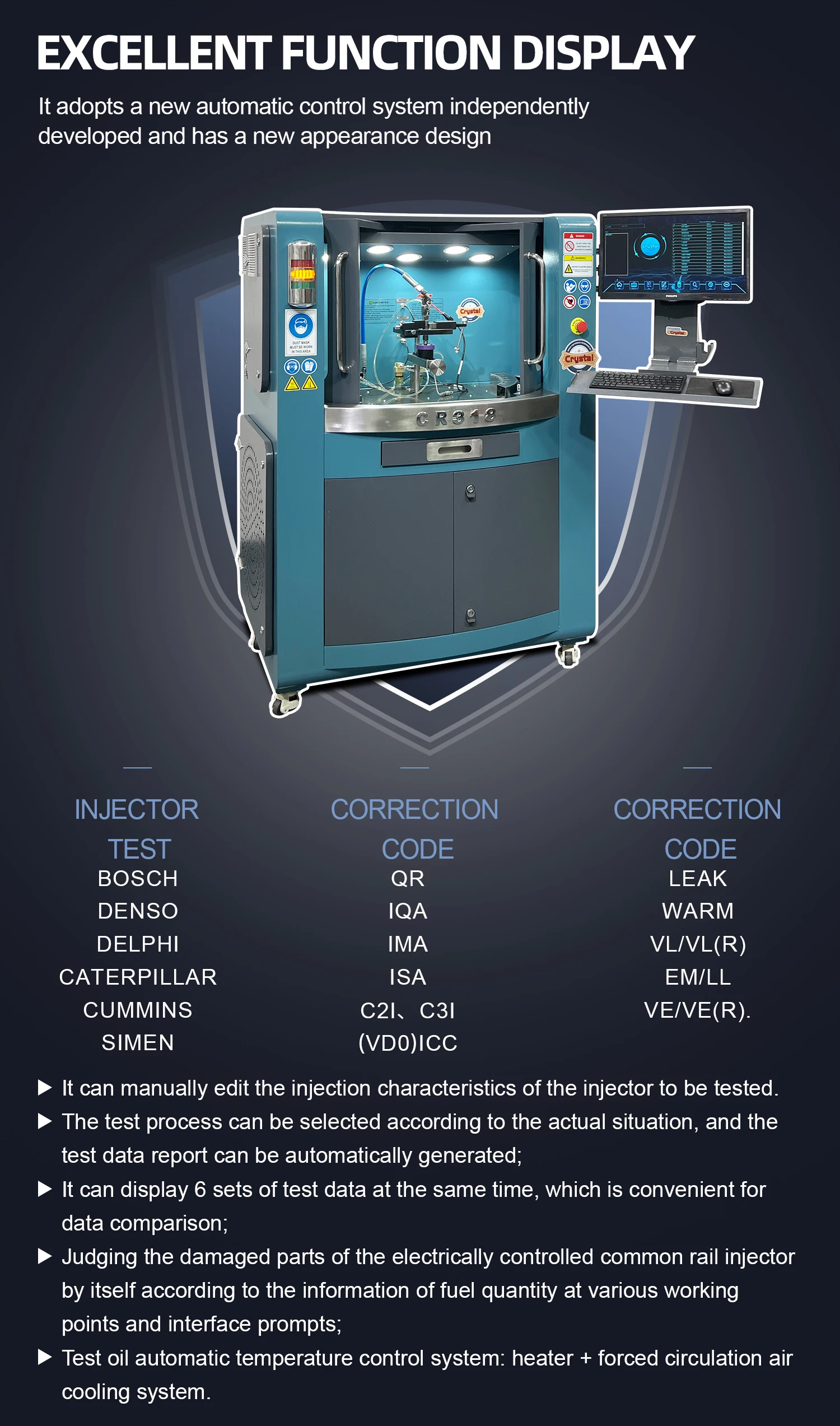 CR318 Crdi Common Rail Diesel Fuel Injector Test Stand