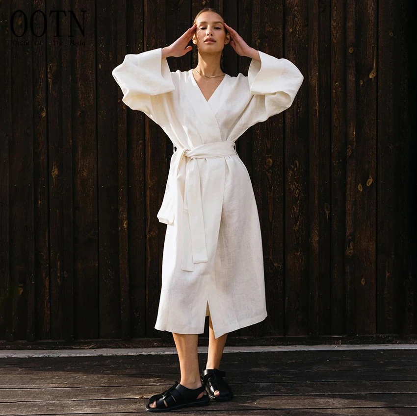 Ootn Women Gown For Ladies Mid-calf Loose Bathrobe Female 2023 Women's ...