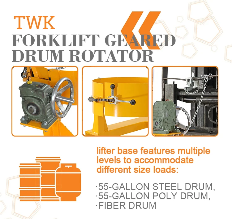Forklift Geared Electric Drum Rotator Tilter