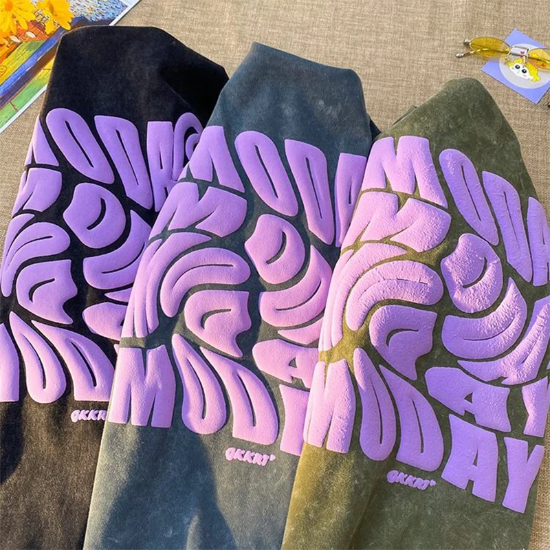 Wholesale Custom 3D Puff Print T Shirt - Box Fit Vintage