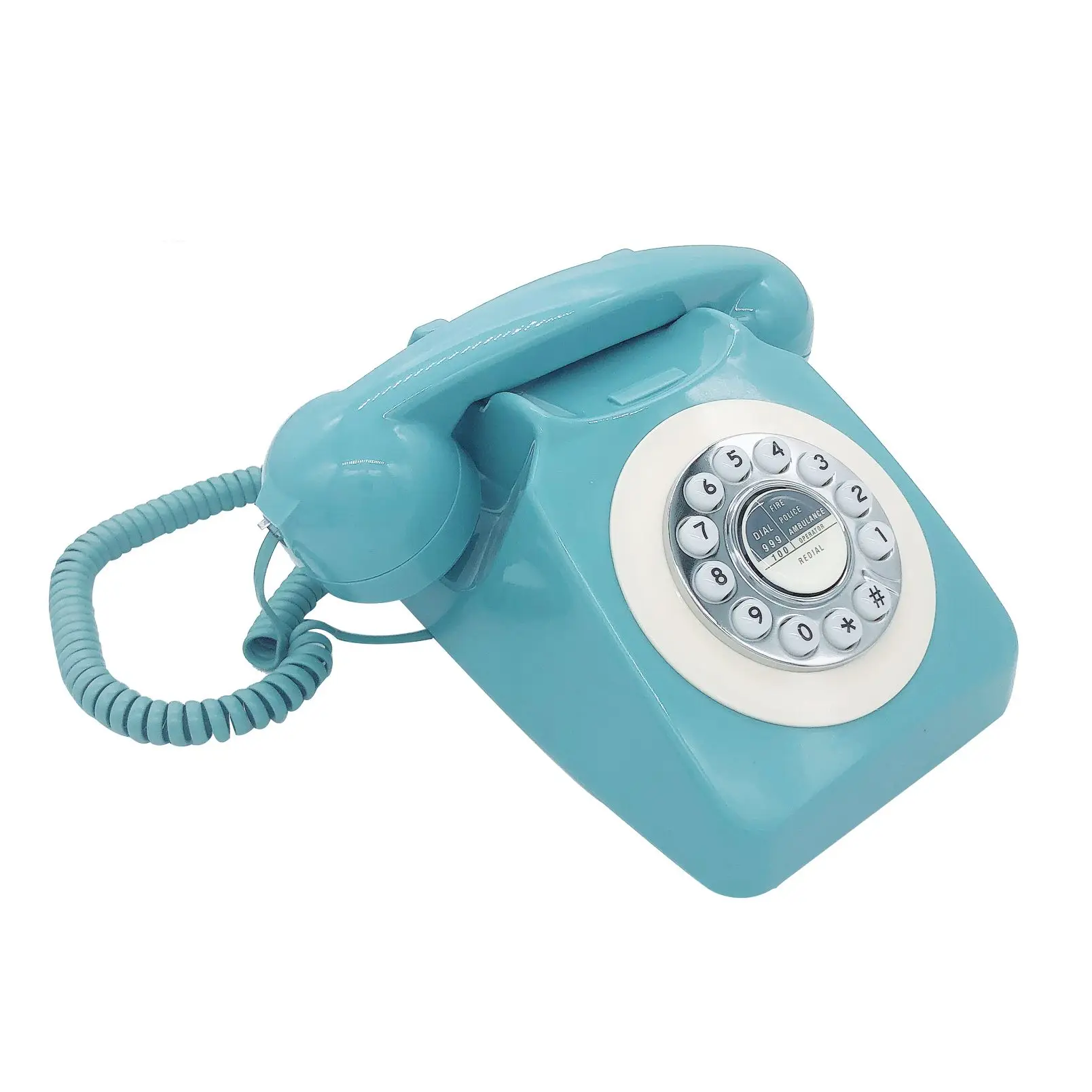 Blue Corded Phone - Retro Telephone Style from 1960s