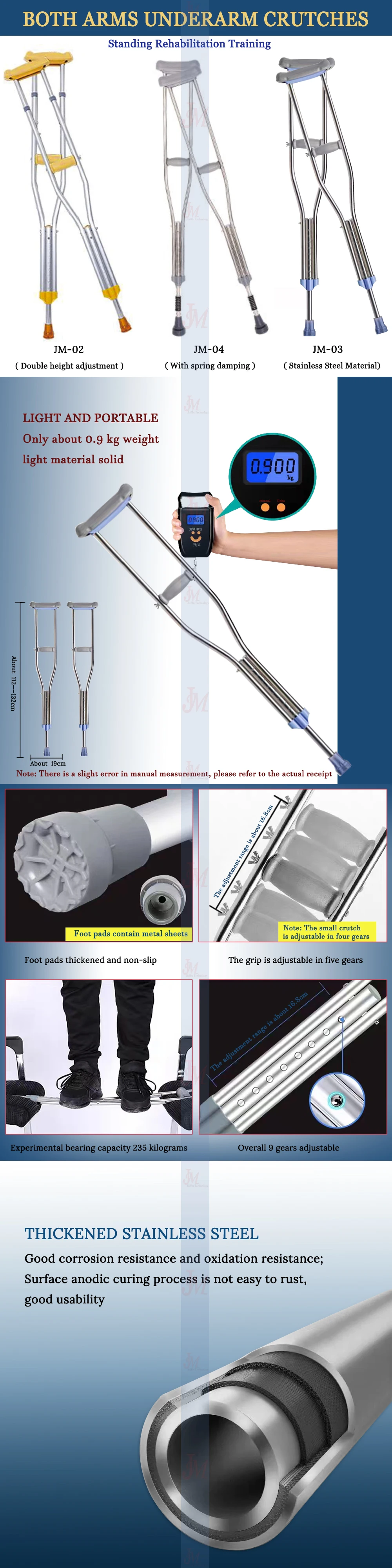 Stainless Steel Walking Aid Stick Armpit Medical Crutch High-quality ...