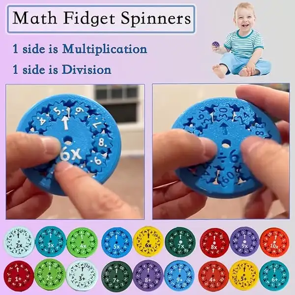 Math Fidget Spinners Educational Drawing Spinning Toys Learning ...