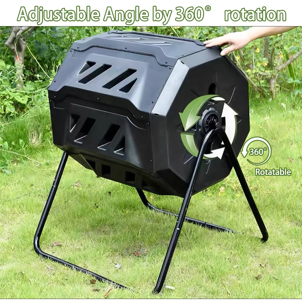 Baoyouni Large Capacity 42 Gallon Compost Bin Outdoor Tumbling ...