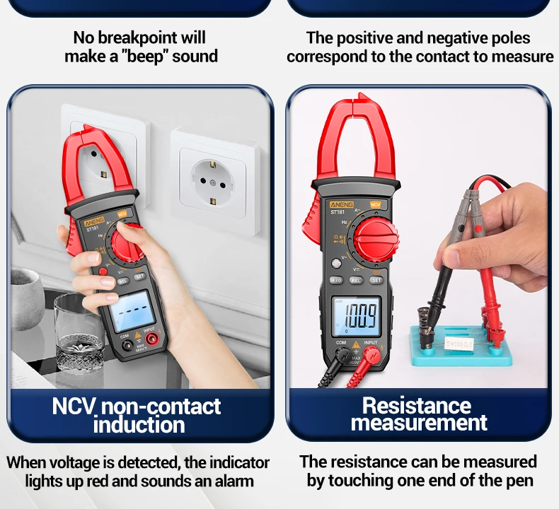 ANENG ST181 Digital Clamp Meter - 4000 Counts Multimeter
