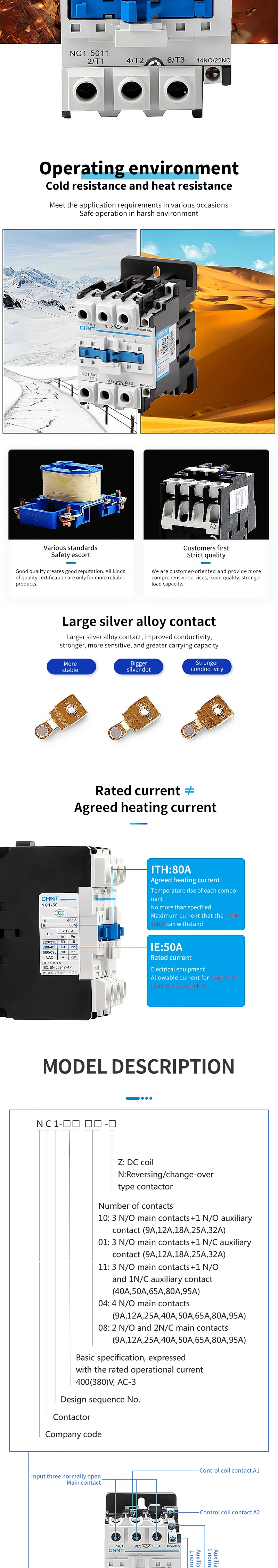 CHINT Contactor Magnetic Contactor NC1 1810 2508 CHINT Circuit Rating ...