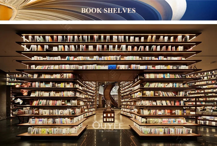 Customized Wooden Cabinet Book Shop Fixture Store Books